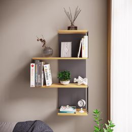 Vcm Modernes H&auml;ngeregal aus Holz &ndash; platzsparendes Wandregal Dolira L, 98 x 68 x 19 cm, elegantes Aufbewahrungs- und B&uuml;cherregal f&uuml;r Wohnzimmer, B&uuml;ro & Flur