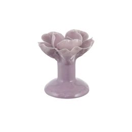 HOME STORY Kerzenhalter Bl&uuml;te lila/violett Steingut Ma&szlig;e (cm): H: 9,6 &Oslash;: 9.3 &raquo; M&ouml;bel Kraft