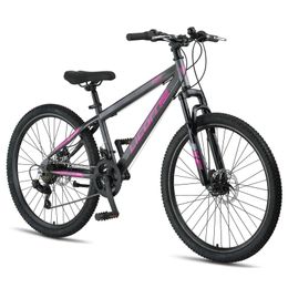 Licorne Bike Thunder Premium Mountainbike in 20, 24, 26, 27.5 und 29 Zoll Fahrrad f&uuml;r M&auml;dchen Jungen Herren und Damen Discbremse Farbe:Anthrazit/Rosa;Gr&ouml;&szlig;e:26 Zoll