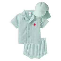Topomini Newborn Set aus Musselin-Hemd, Shorts und Hut