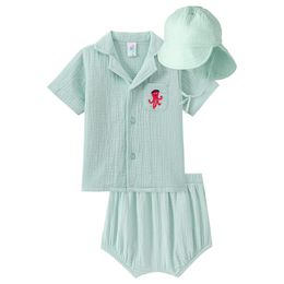Topomini Baby Set aus Musselin-Hemd, Shorts und Hut