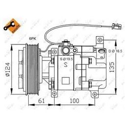 NRF Kompressor, Klimaanlage EASY FIT 32233 12V f&uuml;r MAZDA BP4K61450D BP4K61K00 H12A1AG4DY