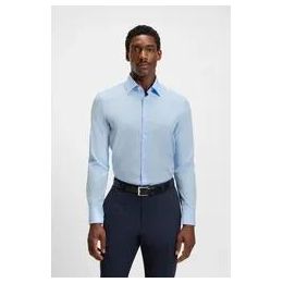 Businesshemd BOSS "Hank", Herren, Gr. 43, N-Gr, light, pastel blau452, Popeline, Obermaterial: 96% Baumwolle, 4% Elasthan, unifarben, slim fit normal, Rundhals, 2-Knopf-Manschette mit Schlitz, Hemden, Kentkragen, Slim-Fit, b&uuml;gelleichte Qualit&auml;t