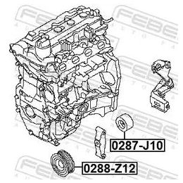 FEBEST Umlenk-/F&uuml;hrungsrolle, Keilrippenriemen 0288-Z12 74mm f&uuml;r NISSAN 11925-1HC5A 11925-BC20B 11927-1HC5A