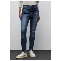 Slim-fit-Jeans Street One "Style York", Damen, Gr. 31, L&auml;nge 28, dunkelblau random, Denim/Jeans, Obermaterial: 89% Baumwolle, 8% Polyester, 3% Elasthan, unifarben, slim fit lang, Jeans Slim-fit-Jeans, mit Stretch