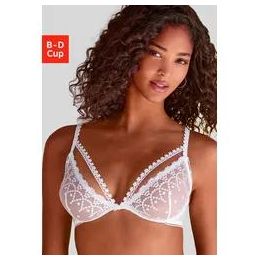 B&uuml;gel-BH Lascana "Fabia", Damen, Gr. 85, Cup C, wei&szlig;, Spitze, Obermaterial: 95% Polyamid, 5% Elasthan, BHs B&uuml;gel-BH, aus Stickereispitze in dezent transparenter Optik, sexy Dessous