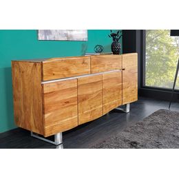 Riess Ambiente Massivholz Sideboard MAMMUT 170cm Akazie Baumkante mit Schubladen Kufengestell Edelstahl Riess-Ambiente Industrie & Loft Natur Rustikal
