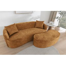 Riess Ambiente Extravagantes Sofa ELEMENTAL 180cm senfgelb Samt 2-Sitzer Couch Federkern Riess-Ambiente Wohnzimmer Glamour Modern