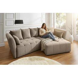 Riess Ambiente Modernes Big Sofa ROYAL 295cm greige Velours-Strickstoff Federkern XXL-Couch Riess-Ambiente Wohnzimmer