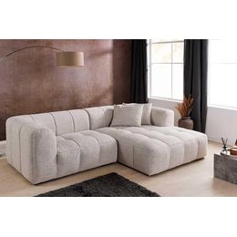 Riess Ambiente Modernes Ecksofa ZERO GRAVITY 240cm graphit beige Strukturstoff 3-Sitzer Couch Riess-Ambiente L-Form Wohnzimmer