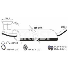 Ernst Mittelschalld&auml;mpfer 350006 f&uuml;r MERCEDES-BENZ