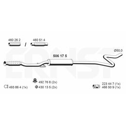 Ernst Mittelschalld&auml;mpfer 506175 f&uuml;r PEUGEOT 1717GJ