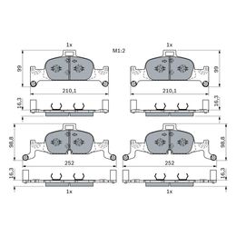 Bosch Bremsbelagsatz, Scheibenbremse 0 986 424 432 links rechts f&uuml;r SKODA VW SEAT AUDI 8W0698151L 8W0698151AD 8W0698151AC