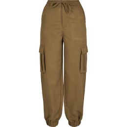 Cargohose Urban Classics "Urban Classics Damen Ladies Viscose Twill Cargo Pants", Damen, Gr. S, US-Gr&ouml;&szlig;en, summerolive, 69% Viskose, 31% Polyester, unifarben, normal, Hosen Cargohose