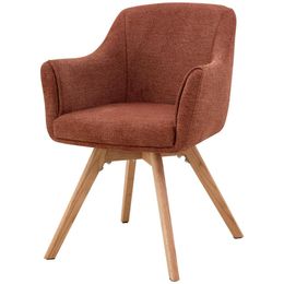 Livetastic Armlehnstuhl, Karamell, Holz, Metall, Textil, Eiche, Pappel, massiv, Sperrholz, U-Form, 61x85.5x63.5 cm, Sitzfl&auml;che 360&deg; drehbar, Esszimmer, St&uuml;hle, Esszimmerst&uuml;hle, Armlehnenst&uuml;hle