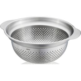 Seiher Gefu "PREMIO", silber, B:26,5cm H:9,5cm L:23cm, Edelstahl 18/10, K&uuml;chensiebe, besonders feine Lochung, &Oslash; 23 cm