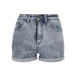 Stoffhose Urban Classics "Urban Classics Damen Ladies 5 Pocket Shorts", Damen, Gr. 29, Normalgr&ouml;&szlig;en, light skyblau acid washed, 98% Baumwolle, 2% Elasthan, unifarben, slim fit, Hosen Stoffhose