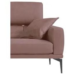 2,5-Sitzer Egoitaliano "Masu, Designsofa mit erstklassigem Sitzkomfort, Breite 218cm", rosa (altrosa), B:218cm H:95cm T:97cm, Leder NUVOLE (Echtes Rindsleder). Halbnat&uuml;rliches, halbnarbiges Rindsleder mit einer nat&uuml;rlichen K&ouml;rnung von 1, 2 bis 1, 4 mm. Dieses Leder hat eine weiche, wachsartige Haptik mit mattem Aussehen und einem Wolkeneffekt. Es handelt sich um ein Naturleder, das die urspr&uuml;nglic