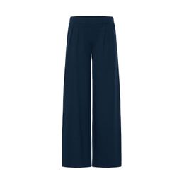 Loungehose oxmo "Loungehose OXNTanja Pleated", Damen, Gr. S, N-Gr, blau (total eclipse), Obermaterial: 71% Polyester PES. 26% Viskose CV. 3% Elasthan EL., Hosen Loungehose
