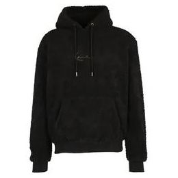 Kapuzensweatshirt Karl Kani "Karl Kani SMALL SIGNATURE TEDDY HOODIE BLACK", Herren, Gr. XXS, schwarz, 100% Polyester, Sweatshirts