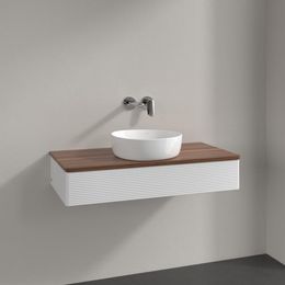 Villeroy & Boch Villeroy und Boch Antao Waschtisch-Unterschrank K09112GF 100x19x50cm, Waschbeckenplattenfarbe warm walnut, glossy white lacquer