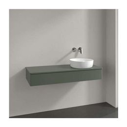 Villeroy & Boch Villeroy und Boch Antao Waschtisch-Unterschrank K12050HL 120x19x50cm, Hahnloch, Waschbeckenplattenfarbe Lack, leaf green matt lacquer