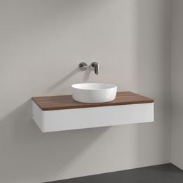Villeroy & Boch Villeroy und Boch Antao Waschtisch-Unterschrank K09012GF 100x19x50cm, Waschbeckenplattenfarbe warm walnut, glossy white lacquer