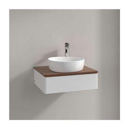 Villeroy & Boch Villeroy und Boch Antao Waschtisch-Unterschrank L07112GF mit Beleuchtung, 1 Auszug, 600 x 190 x 500 mm, Front mit Struktur, Glossy White Lacquer / Warm Walnut