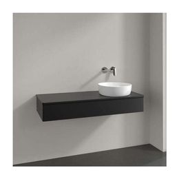 Villeroy & Boch Villeroy und Boch Antao Waschtisch-Unterschrank K12050PD 120x19x50cm, Hahnloch, Waschbeckenplattenfarbe Lack, black matt lacquer