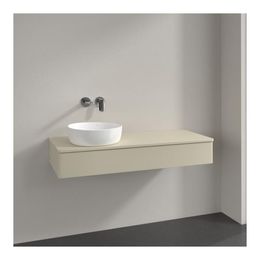Villeroy & Boch Villeroy und Boch Antao Waschtisch-Unterschrank K11050HJ 120x19x50cm, Hahnloch, Waschbeckenplattenfarbe Lack, silk grey matt lacquer