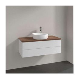 Villeroy & Boch Villeroy und Boch Antao Waschtisch-Unterschrank K20112GF 100x36x50cm, Waschbeckenplattenfarbe warm walnut, glossy white lacquer