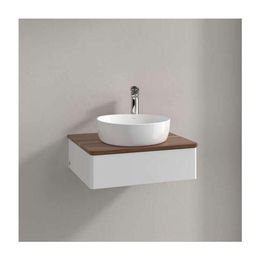 Villeroy & Boch Villeroy und Boch Antao Waschtisch-Unterschrank L07012GF mit Beleuchtung, 1 Auszug, 600 x 190 x 500 mm, Front ohne Struktur, Glossy White Lacquer / Warm Walnut