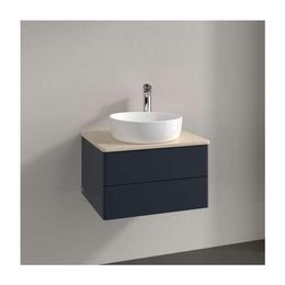 Villeroy & Boch Villeroy und Boch Antao Waschtisch-Unterschrank L18053HG 60x36x50cm, Hahnloch, Waschbeckenplattenfarbe botticino, midnight blue matt lacquer