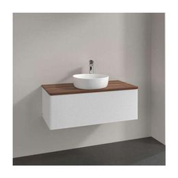 Villeroy & Boch Villeroy und Boch Antao Waschtisch-Unterschrank L31152GF mit Beleuchtung, 1 Auszug, 1000 x 360 x 500 mm, Front mit Struktur, Glossy White Lacquer / Warm Walnut