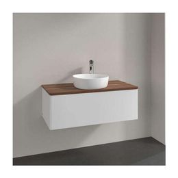 Villeroy & Boch Villeroy und Boch Antao Waschtisch-Unterschrank L31012GF mit Beleuchtung, 1 Auszug, 1000 x 360 x 500 mm, Front ohne Struktur, Glossy White Lacquer / Warm Walnut