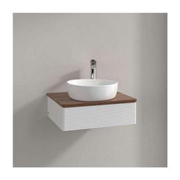 Villeroy & Boch Villeroy und Boch Antao Waschtisch-Unterschrank L07152GF mit Beleuchtung, 1 Auszug, 600 x 190 x 500 mm, Front mit Struktur, Glossy White Lacquer / Warm Walnut