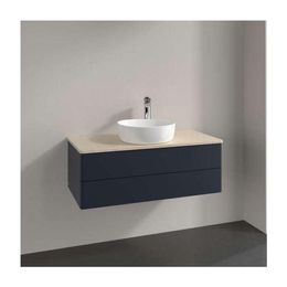 Villeroy & Boch Villeroy und Boch Antao Waschtisch-Unterschrank L20053HG mit Beleuchtung, 2 Ausz&uuml;ge, 1000 x 360 x 500 mm, Front ohne Struktur, Midnight Blue Matt Lacquer / Botticino