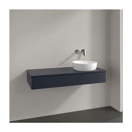 Villeroy & Boch Villeroy und Boch Antao Waschtisch-Unterschrank K12050HG 120x19x50cm, Hahnloch, Waschbeckenplattenfarbe Lack, midnight blue matt lacquer