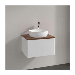 Villeroy & Boch Villeroy und Boch Antao Waschtisch-Unterschrank L29052GF mit Beleuchtung, 1 Auszug, 600 x 360 x 500 mm, Front ohne Struktur, Glossy White Lacquer / Warm Walnut