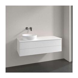 Villeroy & Boch Villeroy und Boch Antao Waschtisch-Unterschrank K22150MT 120x36x50cm, Hahnloch, Waschbeckenplattenfarbe Lack, white matt lacquer