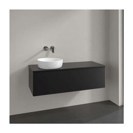 Villeroy & Boch Villeroy und Boch Antao Waschtisch-Unterschrank K33050PD 120x36x50cm, Hahnloch, Waschbeckenplattenfarbe Lack, black matt lacquer