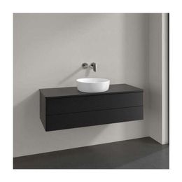 Villeroy & Boch Villeroy und Boch Antao Waschtisch-Unterschrank K21150PD 120x36x50cm, Hahnloch, Waschbeckenplattenfarbe Lack, black matt lacquer