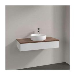 Villeroy & Boch Villeroy und Boch Antao Waschtisch-Unterschrank L09052GF mit Beleuchtung, 1 Auszug, 1000 x 190 x 500 mm, Front ohne Struktur, Glossy White Lacquer / Warm Walnut