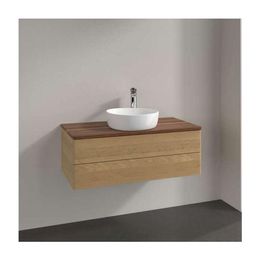 Villeroy & Boch Villeroy und Boch Antao Waschtisch-Unterschrank L20052HN mit Beleuchtung, 2 Ausz&uuml;ge, 1000 x 360 x 500 mm, Front ohne Struktur, Honey Oak / Warm Walnut