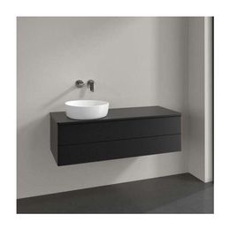 Villeroy & Boch Villeroy und Boch Antao Waschtisch-Unterschrank K22150PD 120x36x50cm, Hahnloch, Waschbeckenplattenfarbe Lack, black matt lacquer
