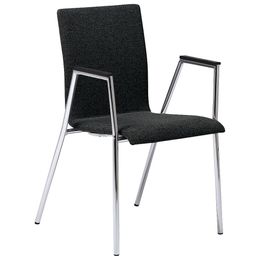 Konferenzstuhl Cadeira, Gestell verchromt, schwarzer Stoff, VE 2 Stk kaiserkraft