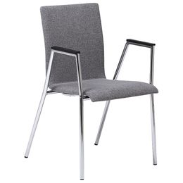Konferenzstuhl Cadeira, Gestell verchromt, grauer Stoff, VE 2 Stk kaiserkraft