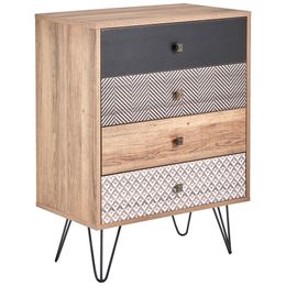 CARRYHOME Kommode, Mehrfarbig, Eiche, Metall, 4 Schublade(n) Schubladen, 60x80x35 cm, Beim&ouml;bel erh&auml;ltlich, stehend, Wohnzimmer, Kommoden & Sideboards, Kommoden