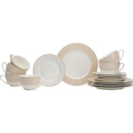 Ritzenhoff Breker Kaffeeservice Geo, Wei&szlig;, Beige, Keramik, 18-teilig, 250 ml,250 ml, 18x22x28 cm, Essen & Trinken, Geschirr, Geschirr-Sets, Kaffeeservice