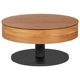 Waldwelt Couchtisch, Schwarz, Eiche, Holz, Holzwerkstoff, Eiche, furniert, massiv, rund, rund, Bodenplatte, 78x41x78 cm, Stauraum, einfacher Aufbau, Wohnzimmer, Wohnzimmertische, Couchtische, Couchtische mit Stauraum
